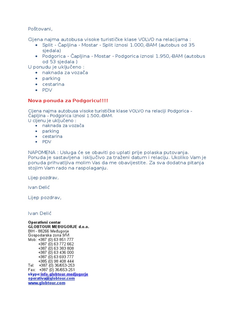 Autobus Ponuda | PDF