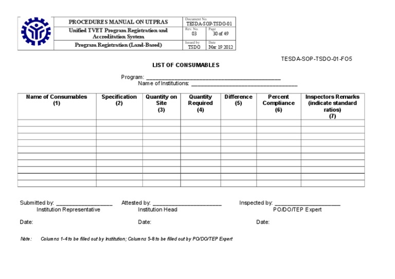 Procedures Manual On Utpras Unified TVET Program Registration and ...