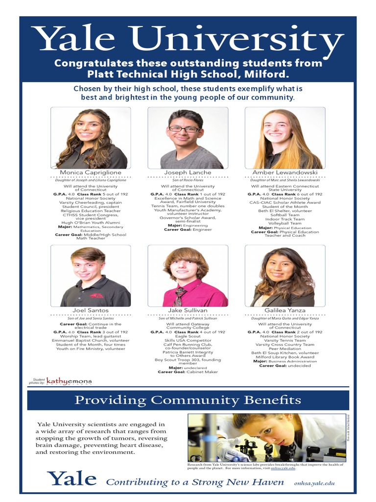 Platt Tech Senior Spotlight | PDF | Yale University | Sports