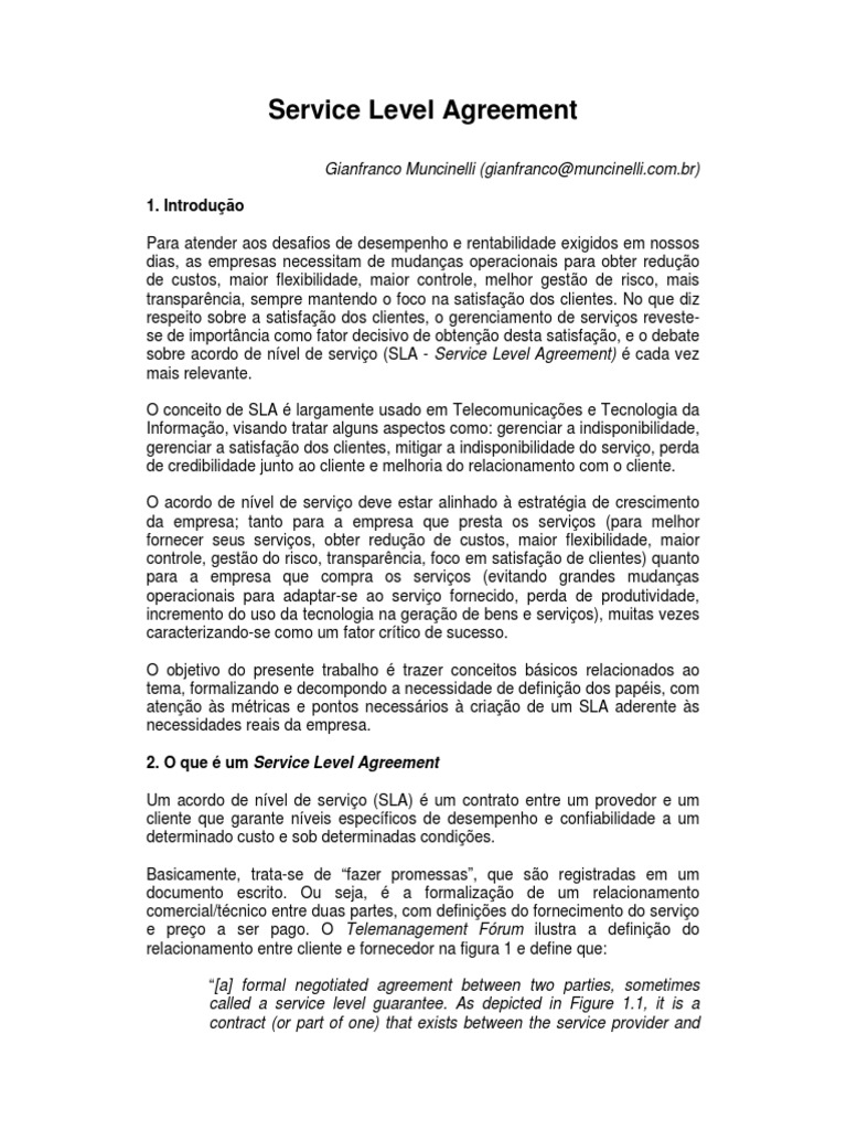 SLA: Entendendo os conceitos e métricas de um Acordo de Nível de ...