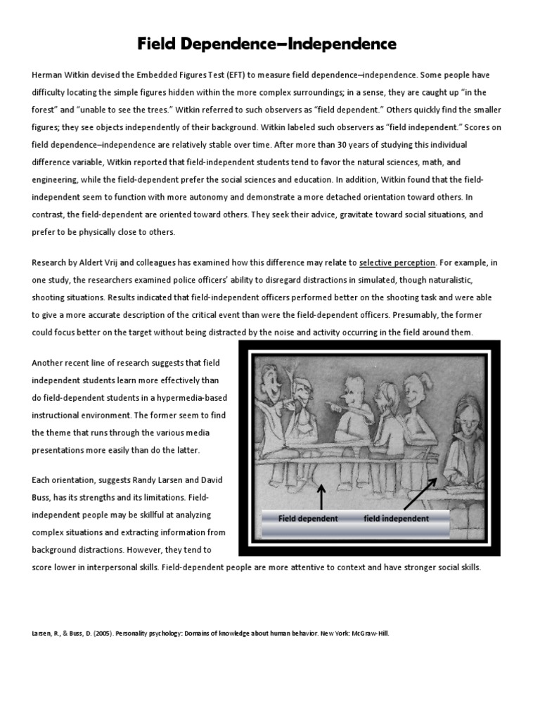 Field Dependence - Independence | PDF