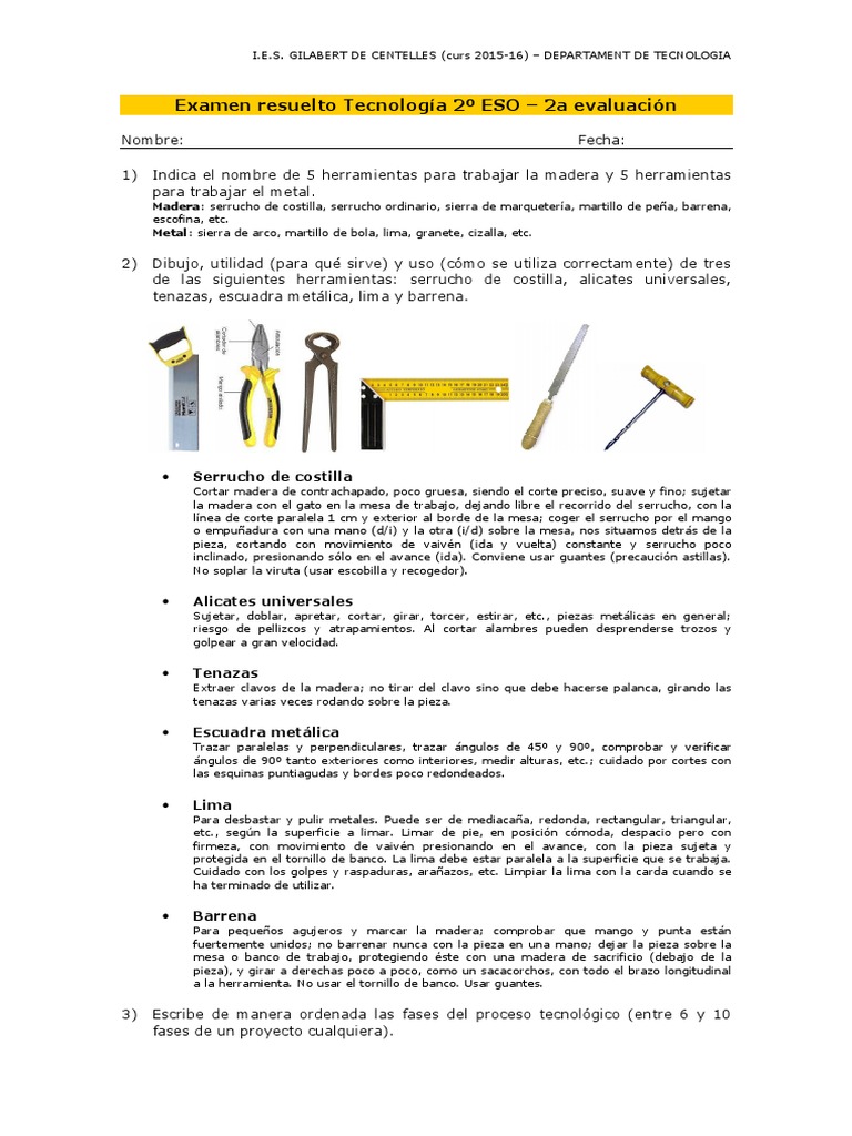 Examen Eval 2 2n Eso Soluc | PDF | Corriente eléctrica | Diodo emisor de luz