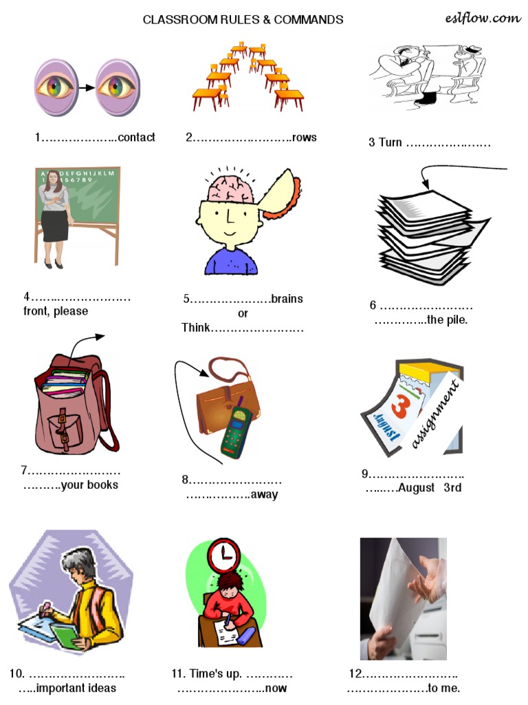 Classroom Rules Commands Exercise With Answers | PDF