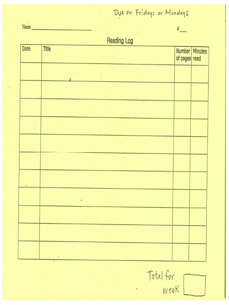 Reading Log | PDF