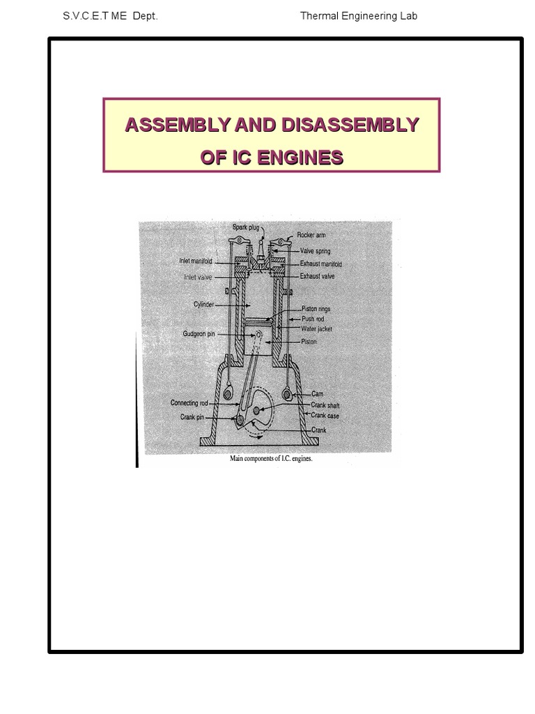 IC Engine Assembly and Disassembly Guide | PDF | Internal Combustion ...