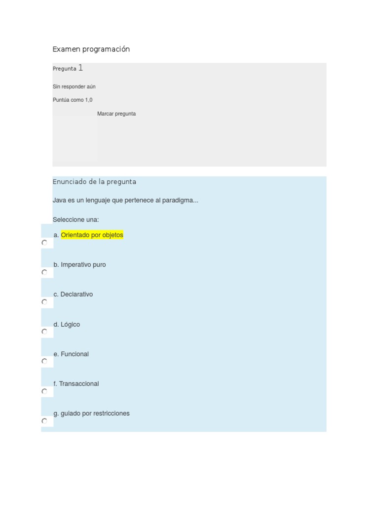 Examen Final Corregido Programacion | PDF | Java (lenguaje de ...