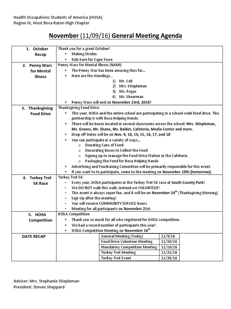 11-09-16 General Meeting Agenda | PDF