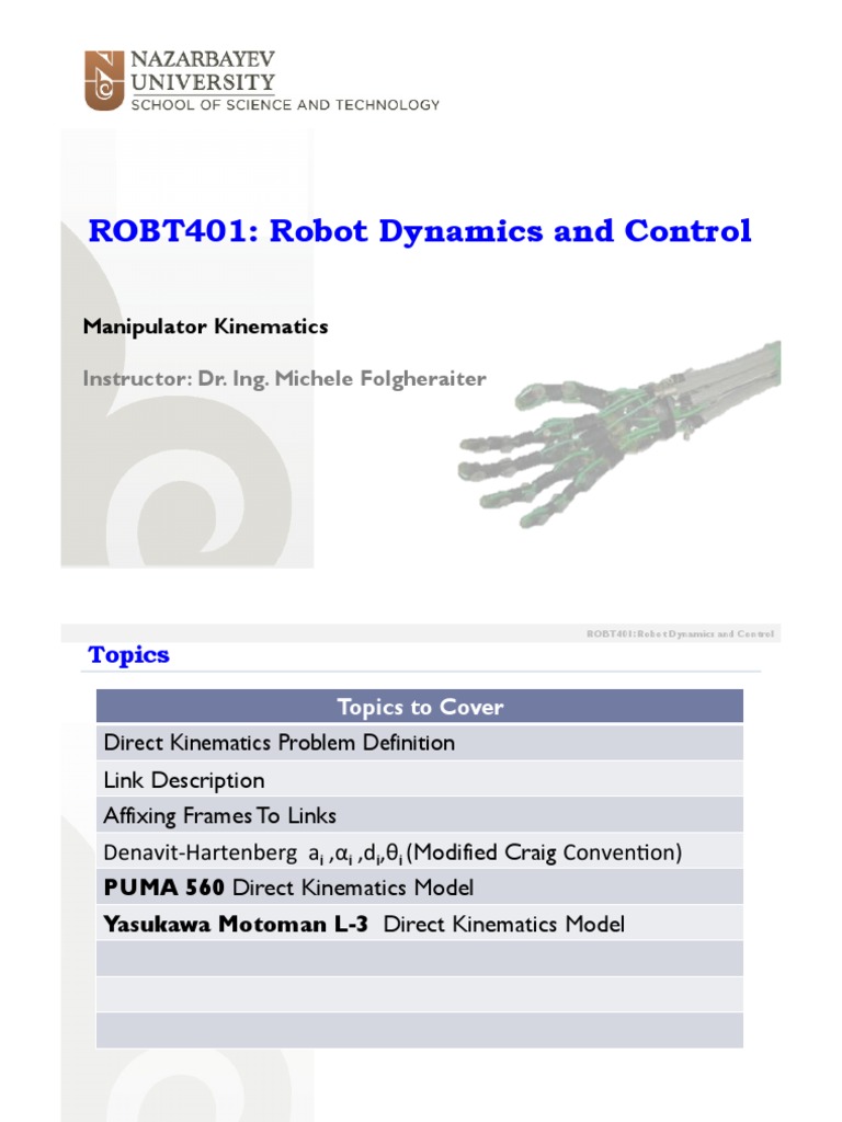 Direct Kinematics of Robotic Manipulators: An Introduction to Denavit-Hartenberg Parameters and ...