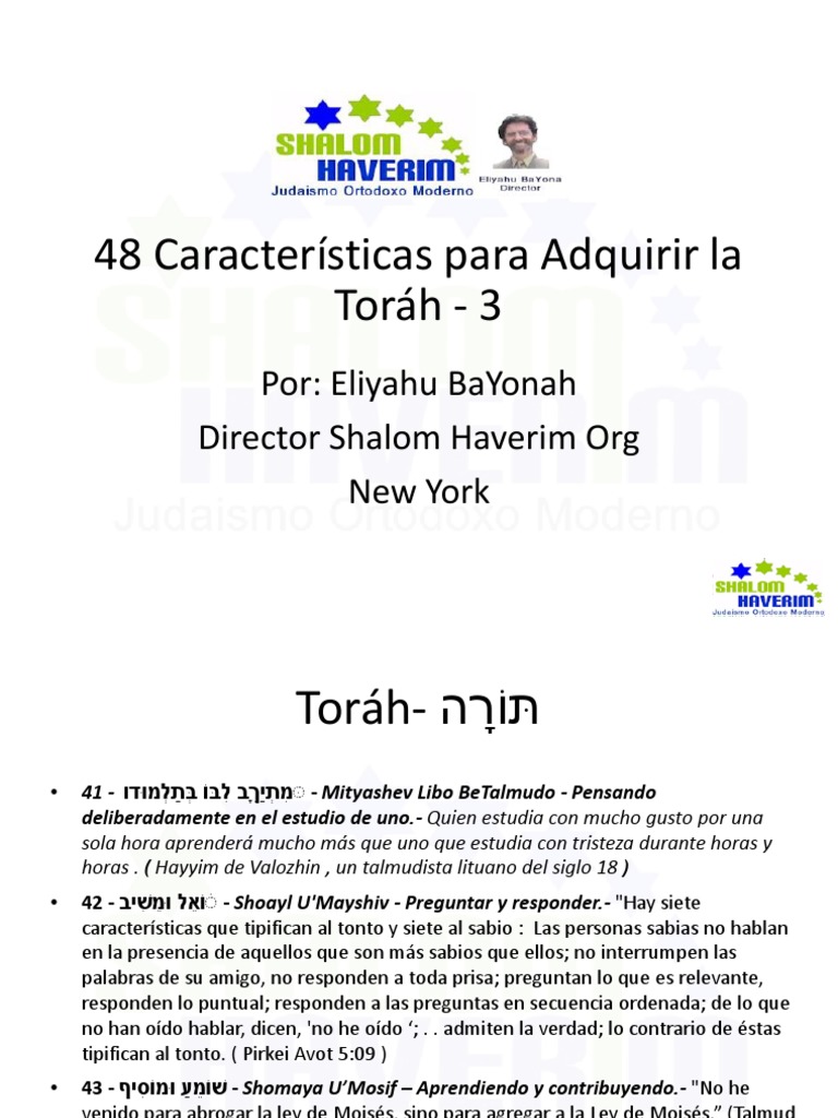48 Caracteristicas de Torah 3 | Descargar gratis PDF | Textos Religiosos | Judios y judaísmo