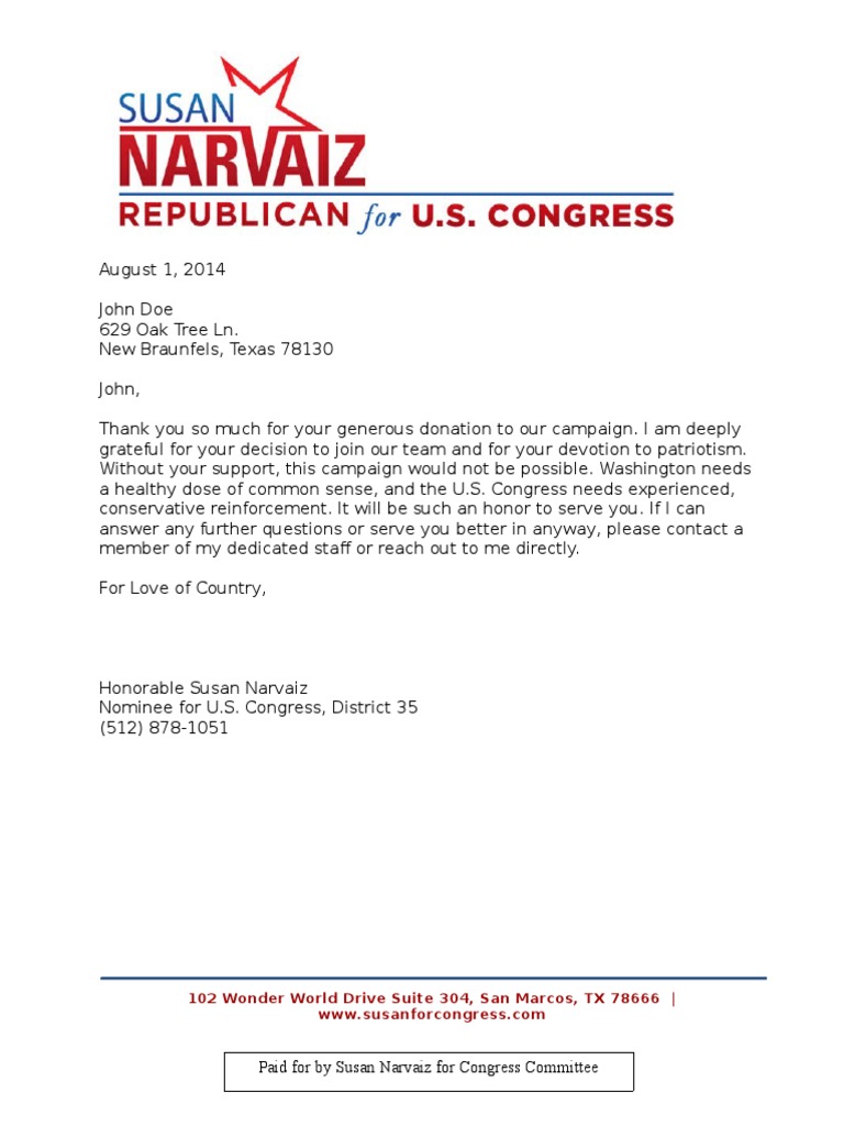 Campaign Thank You Letter | PDF