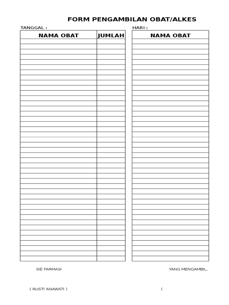 Form Pengambilan Obat | PDF