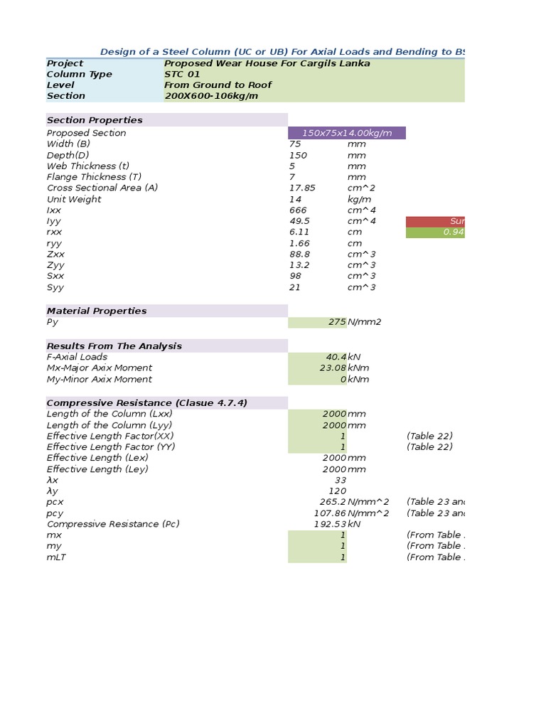 Design of Column For Axial Loads and Bending | PDF