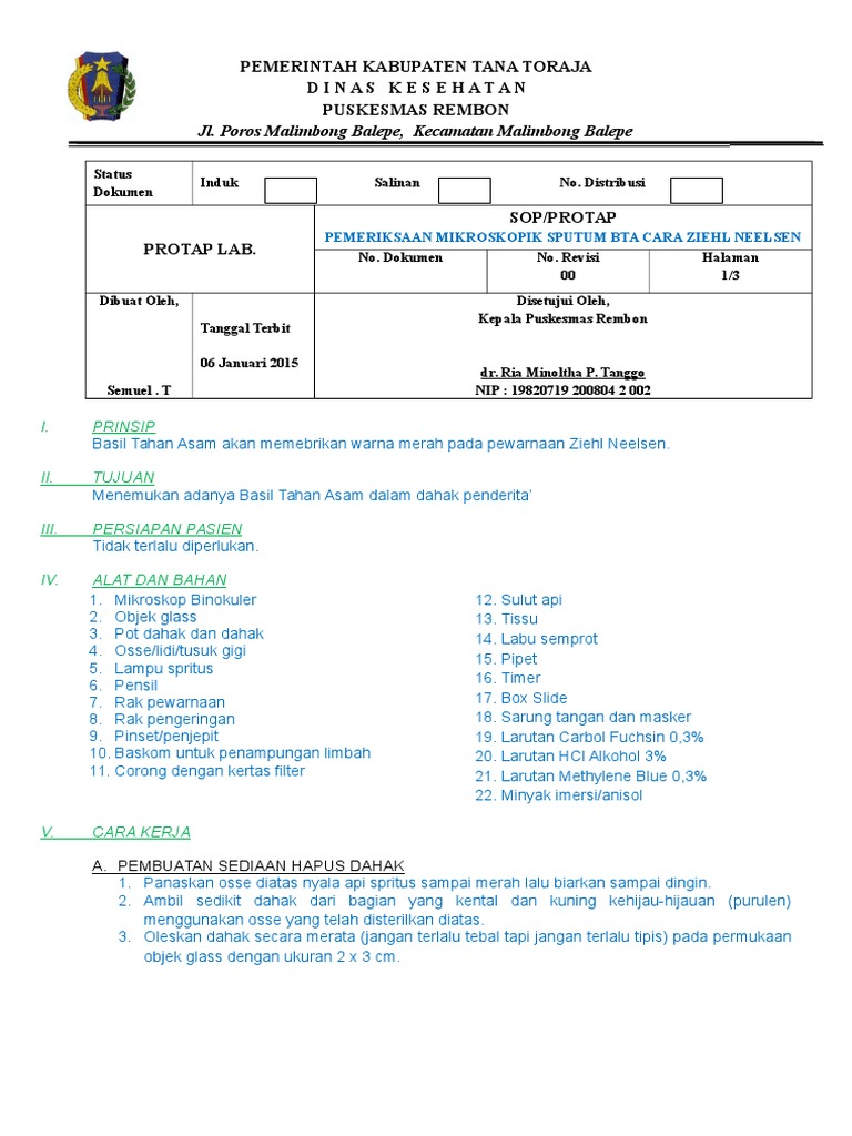 Pemeriksaan Sputum Bta | PDF