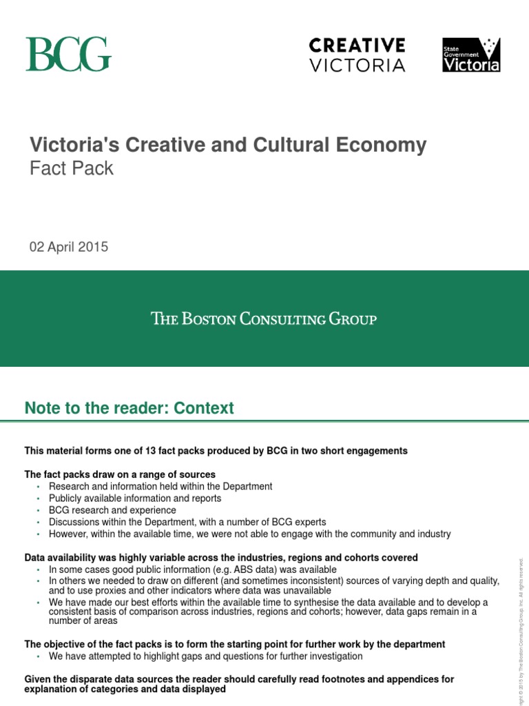 BCG Creative Cultural Economy Fact Pack | PDF | Recidivism | Indigenous ...