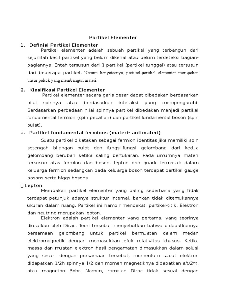 Partikel Elementer | PDF