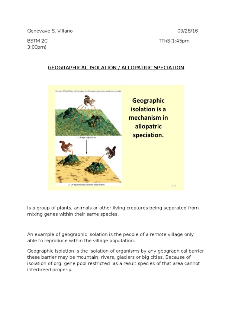 Geographic Isolation and Speciation Types | PDF | Species | Life Sciences