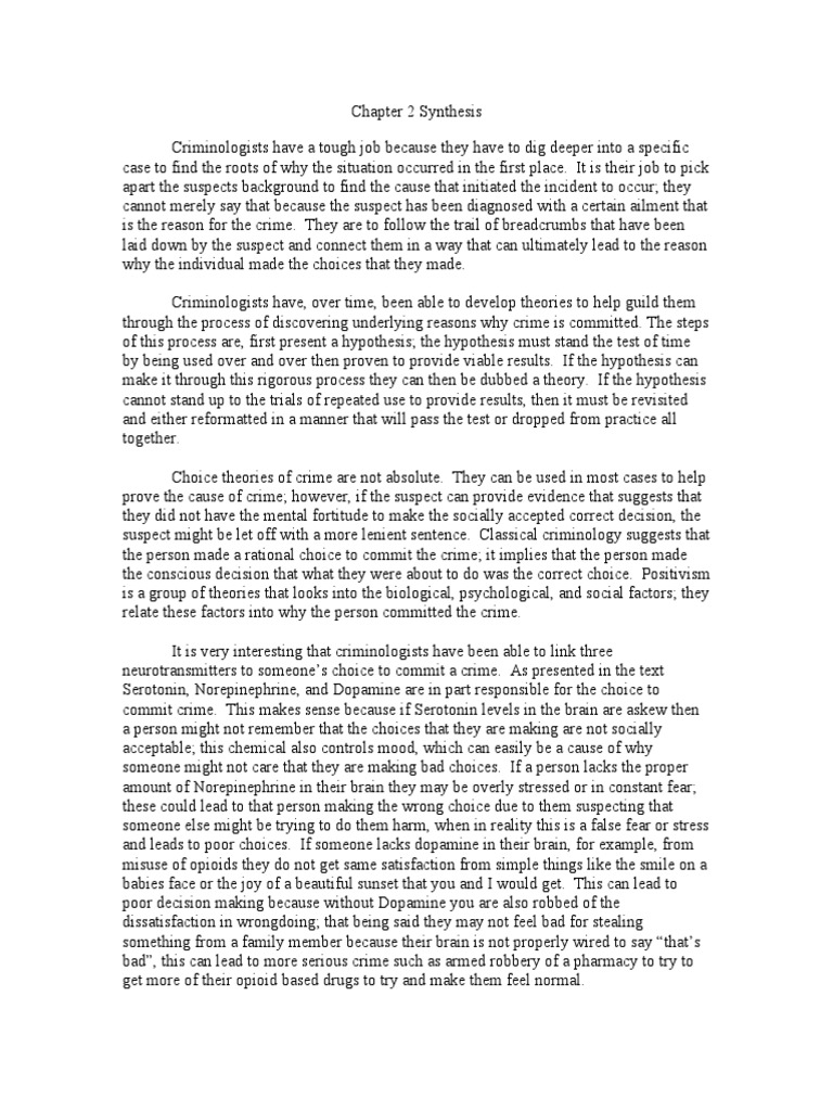 Chapter 2 Synthesis | PDF | Criminology | Crime & Violence
