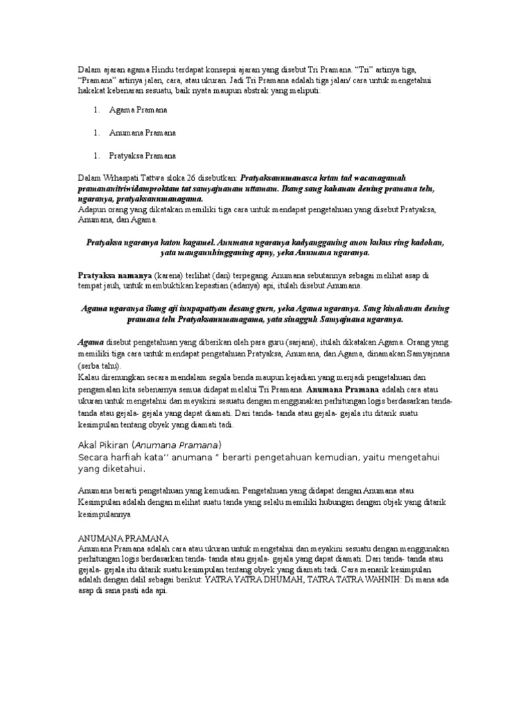 Memahami Tri Pramana dalam Hindu | PDF | Filsafat | Sains & Matematika
