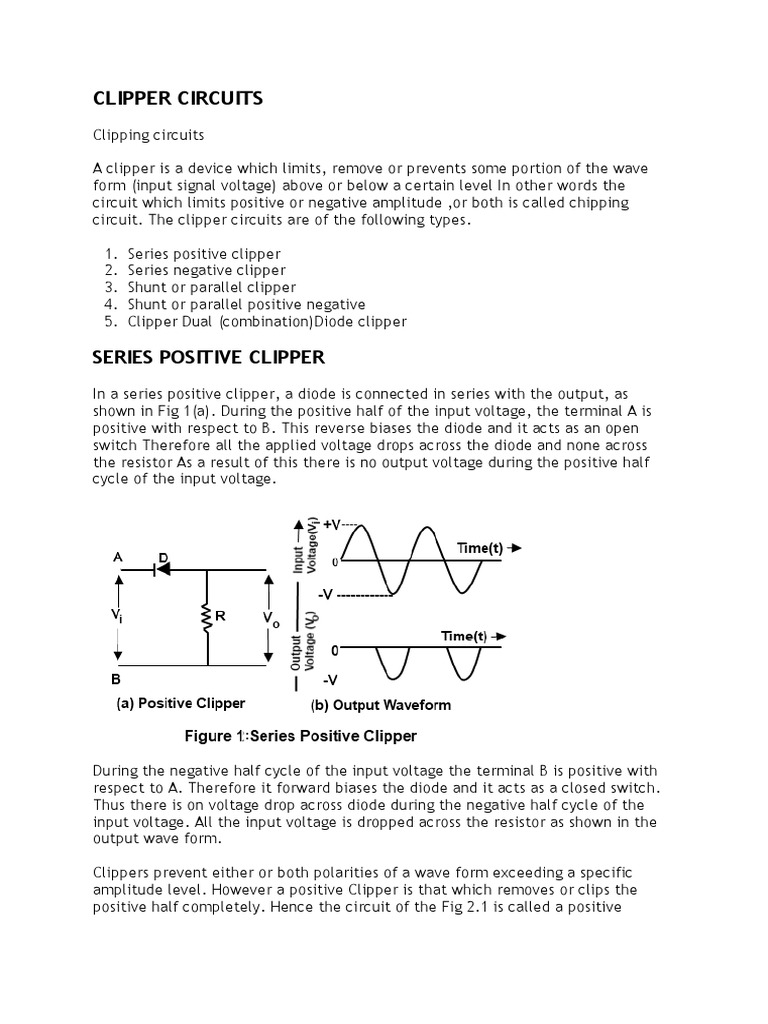 Clipper Circuits | PDF | Diode | Electrical Equipment