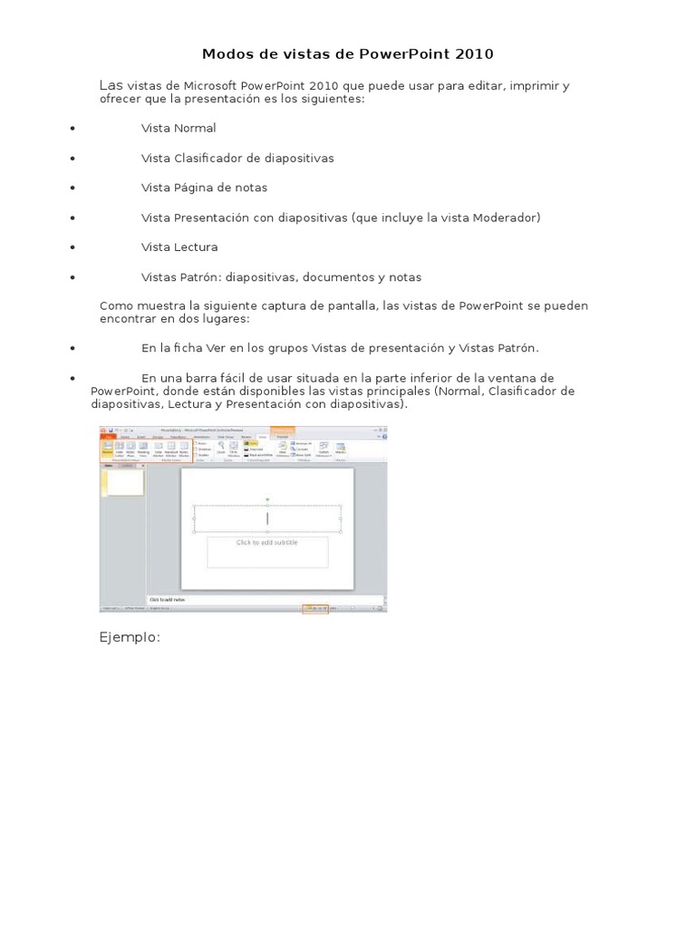 Modos de Vistas de PowerPoint 2010 | PDF | Informática