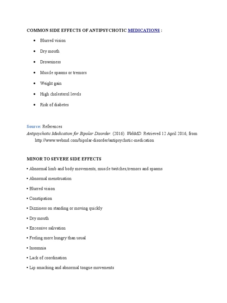 ANTIPSYCHOTIC MEDICATIONS-Side Effects | PDF