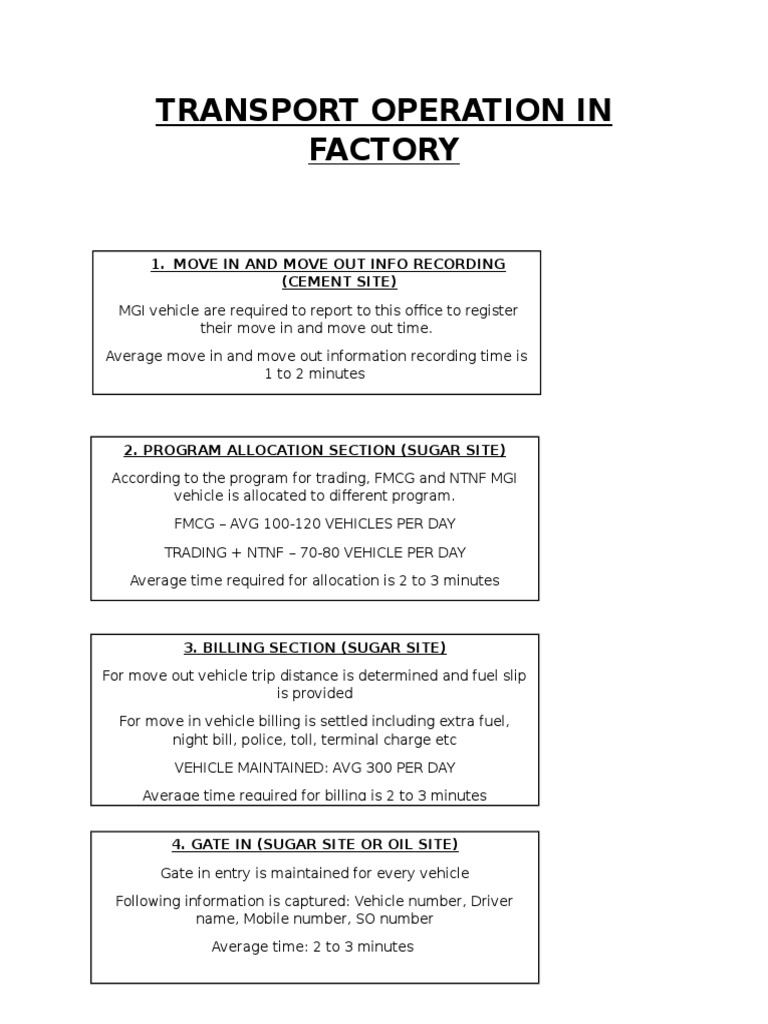 Factory Transport Operations Guide | PDF