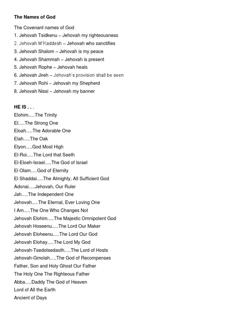 The Names of God | PDF | Names Of God In Judaism | Systematic Theology