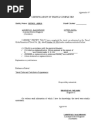 Certification of Travel Completed: Appendix 47 | PDF