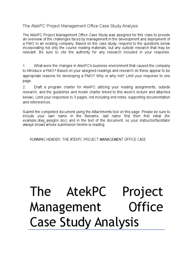 The AtekPC Project Management Office Case Study Analysis | PDF ...