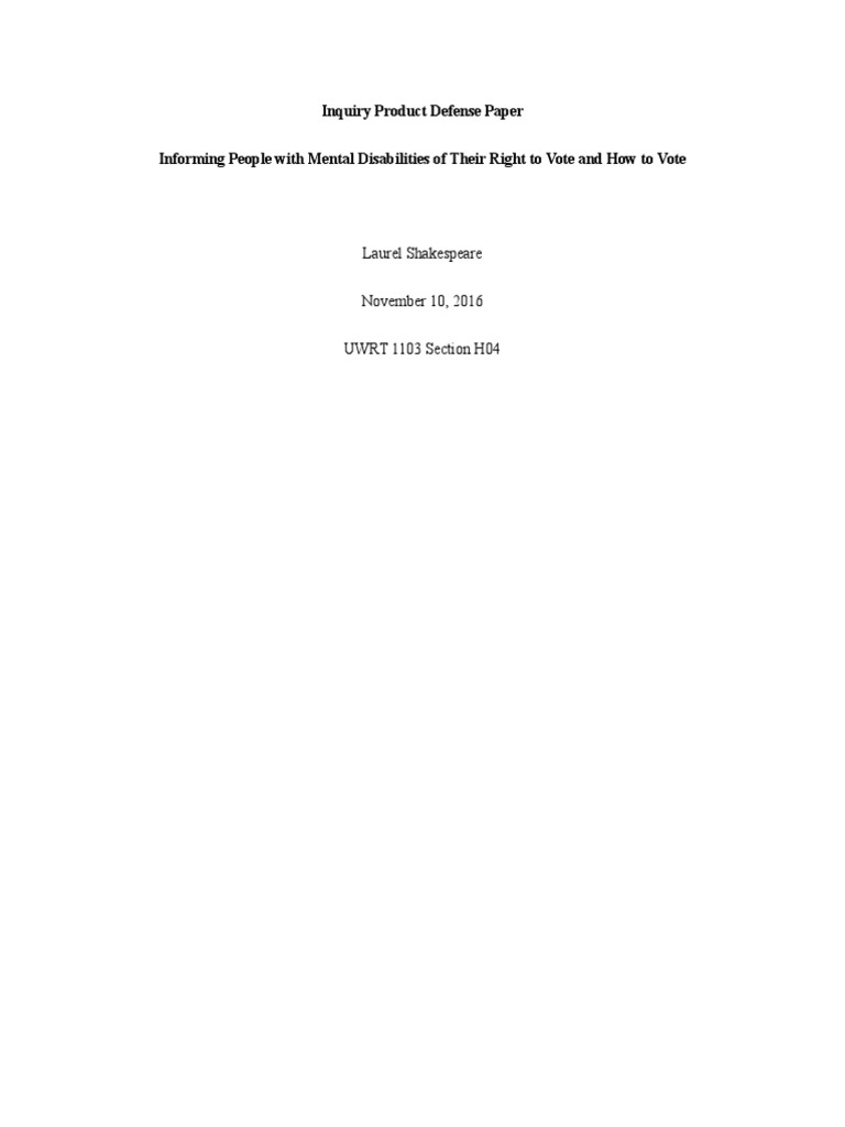 Defense Paper | Download Free PDF | Disability | Developmental Disabilities