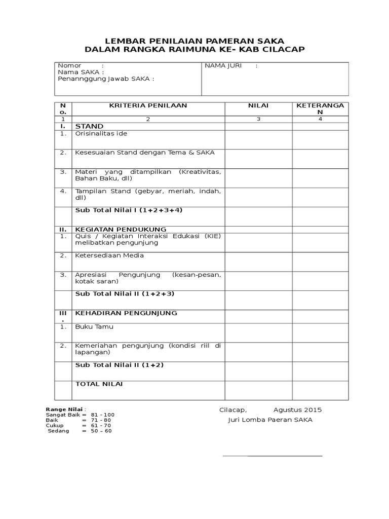 Form Nilai Pameran | PDF | Ilmu Sosial | Sains & Matematika
