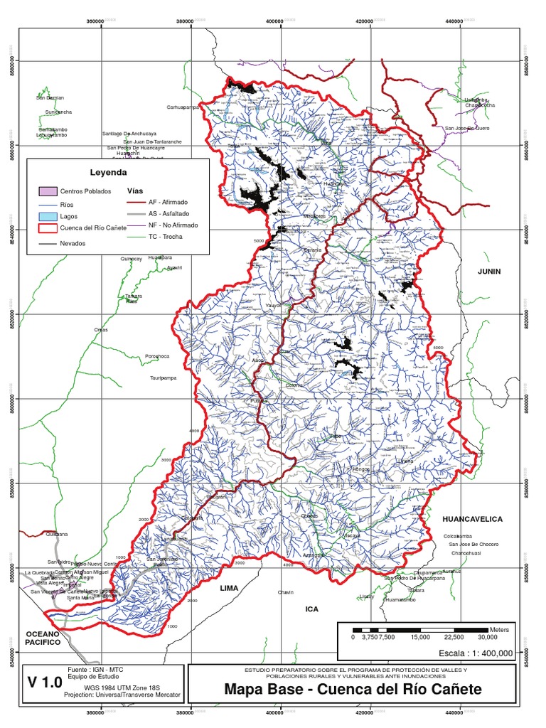Mapa de la Cuenca del Río Cañete | PDF