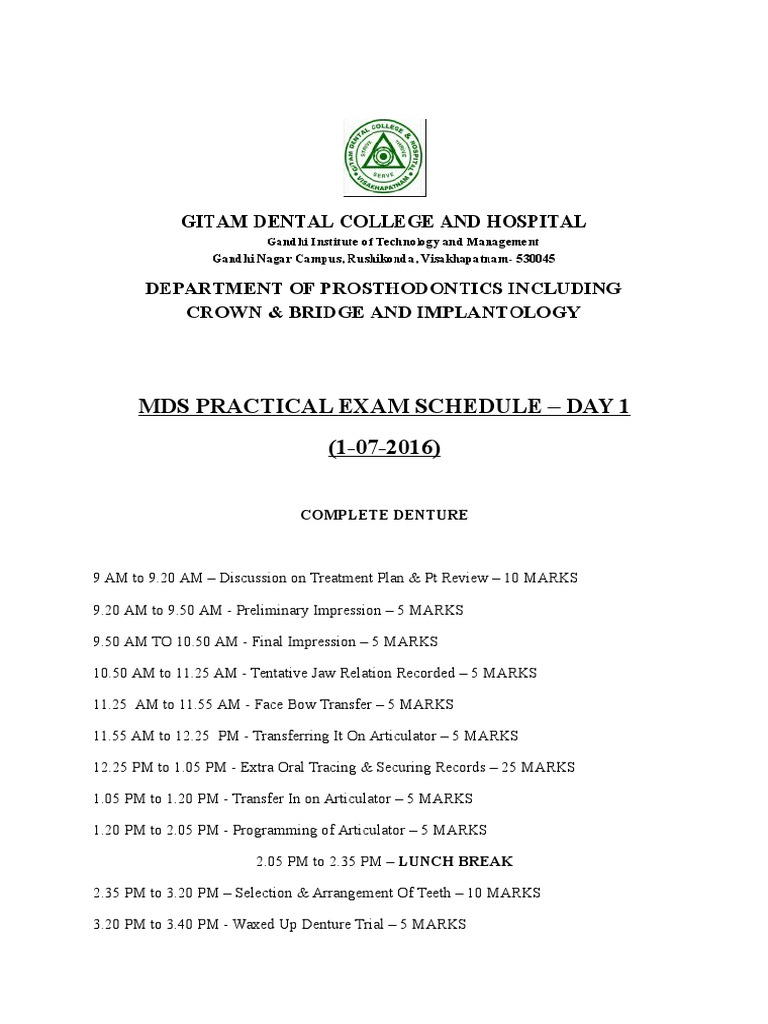 Exam Schedule 3 Day | PDF