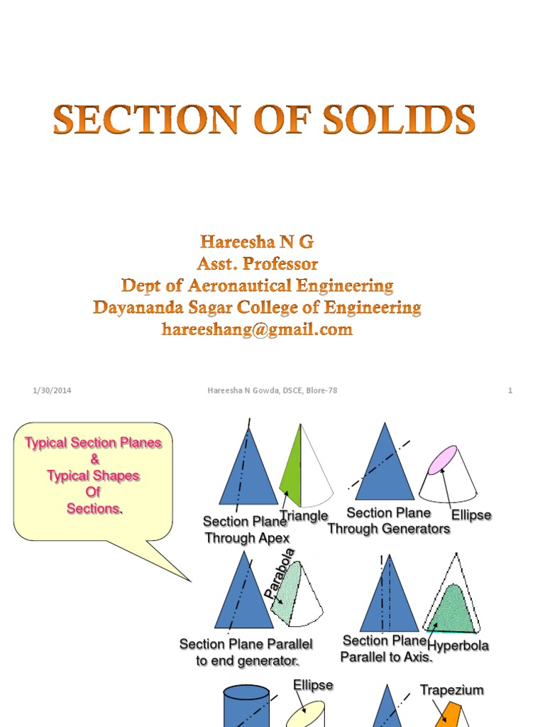 Section of Solids | PDF | Perpendicular | Ellipse