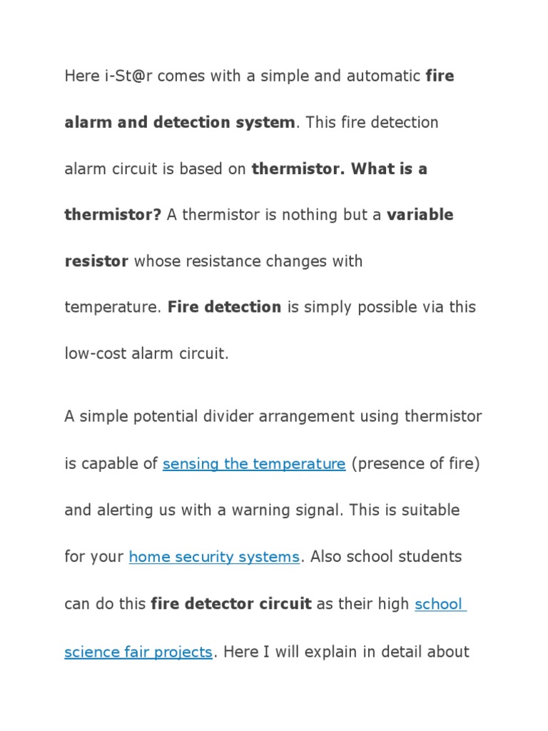 Fire Alarm - Thermistor Circuit Diagram | PDF | Electrical Resistance ...
