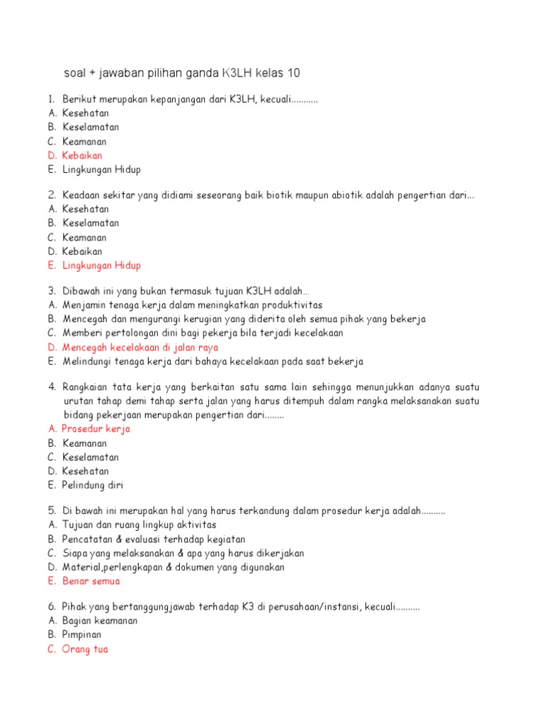 Soal k3lh | PDF
