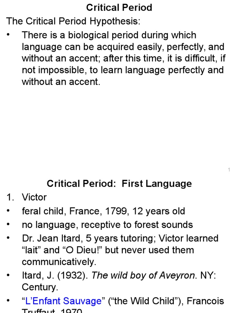 Critical Period | PDF | Second Language | Second Language Acquisition