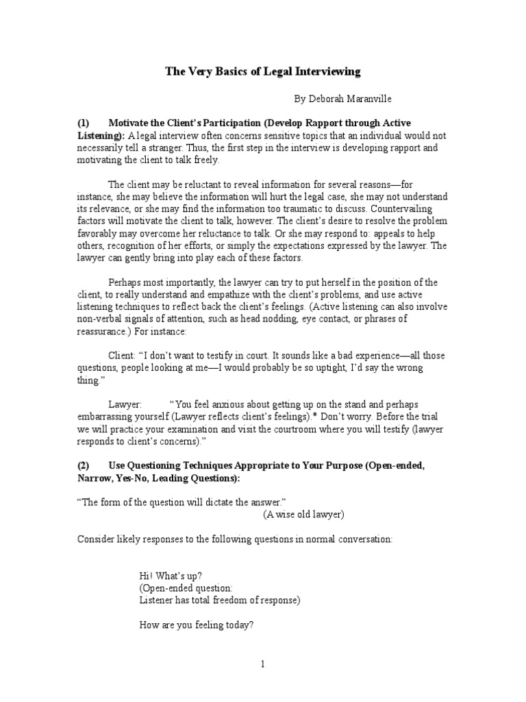 Legal Interviewing | PDF | Lawyer | Interview