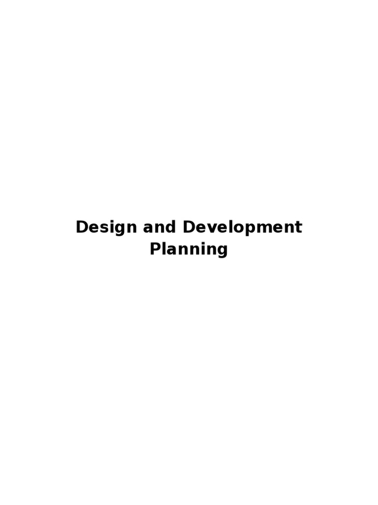 Design and Development Planning | PDF