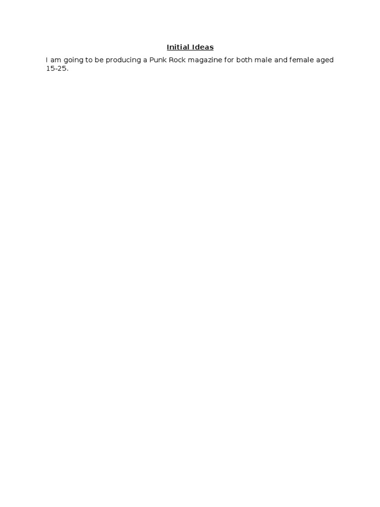 Initial Ideas | PDF