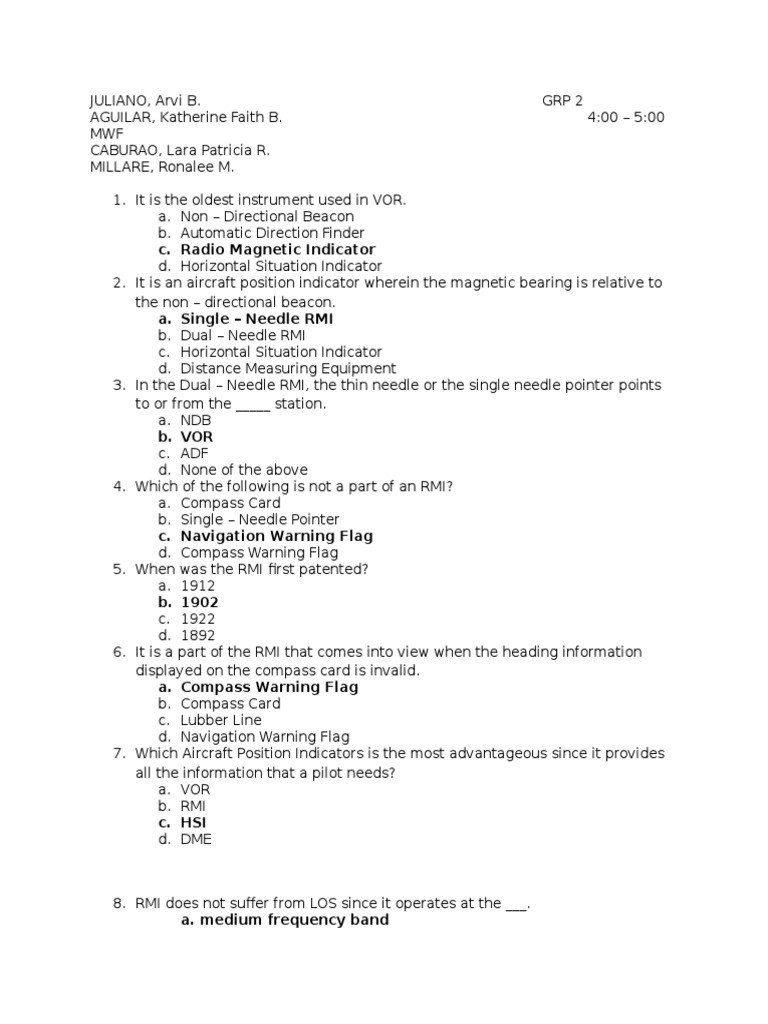 RMI and HSI Review Questions | PDF | Compass | Measuring Instrument