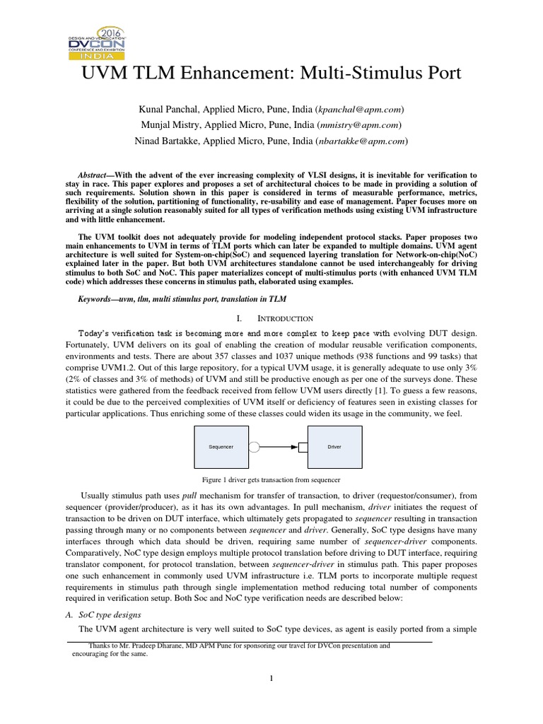 UVM TLM Enhancement, Multi-Stimulus Port-Paper - Final | PDF | Communications Protocols | Port ...