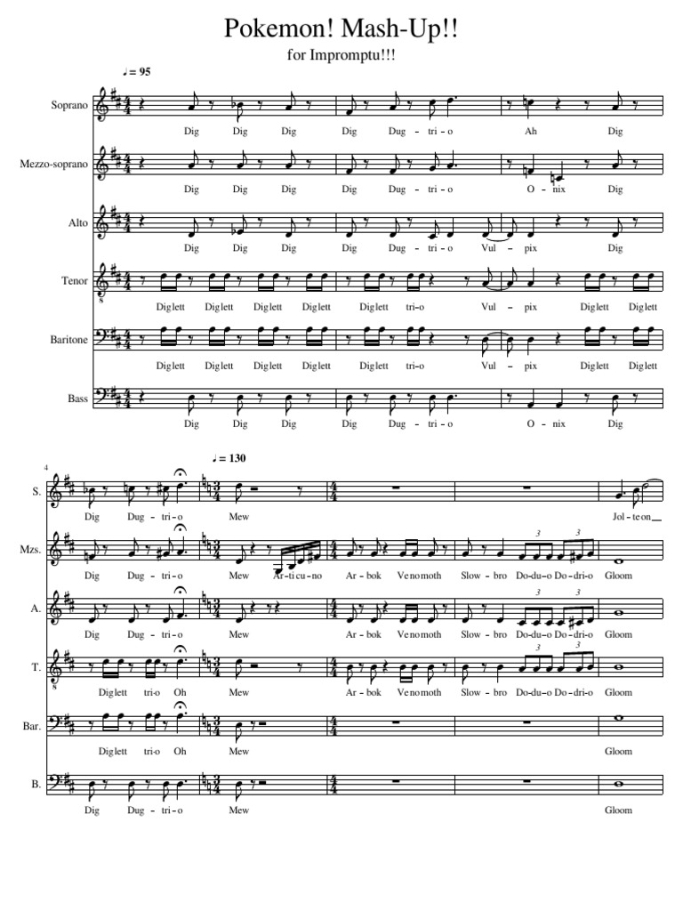 Pokemon Mash-Up for Vocal Groups | PDF | Singing | Vocal Music