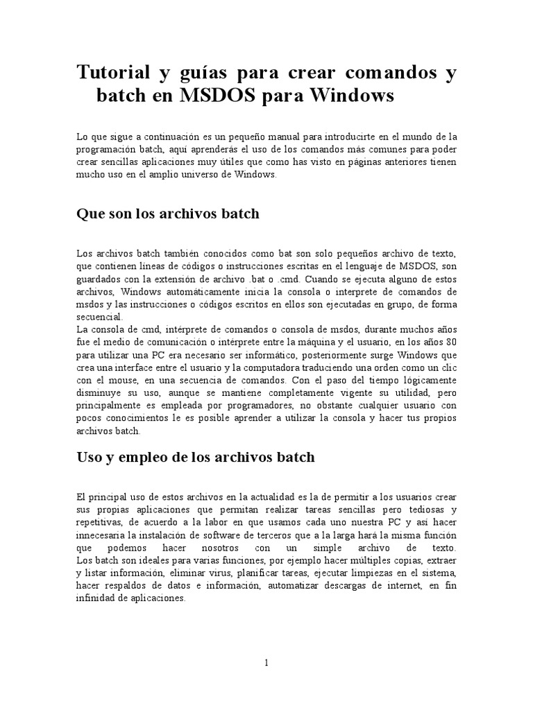 Crea comandos MSDOS | PDF | Archivo de computadora | Interfaz de línea ...