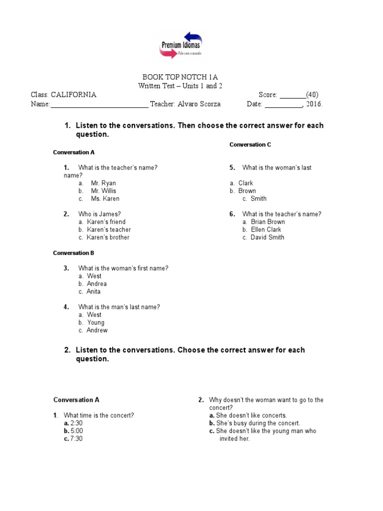TN1 Unit 1 2assessment | PDF