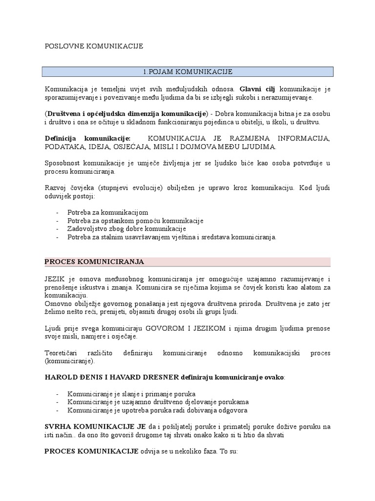 Poslovne Komunikacije | PDF