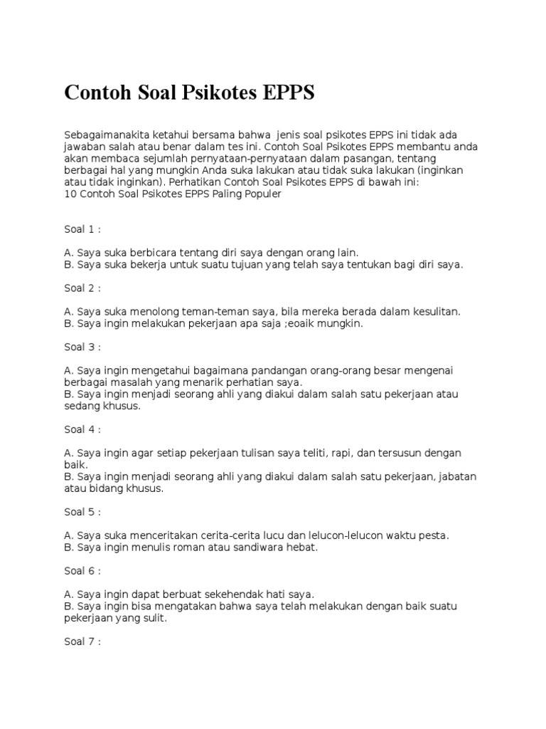 Contoh EPPS | PDF | Karier & Perkembangan