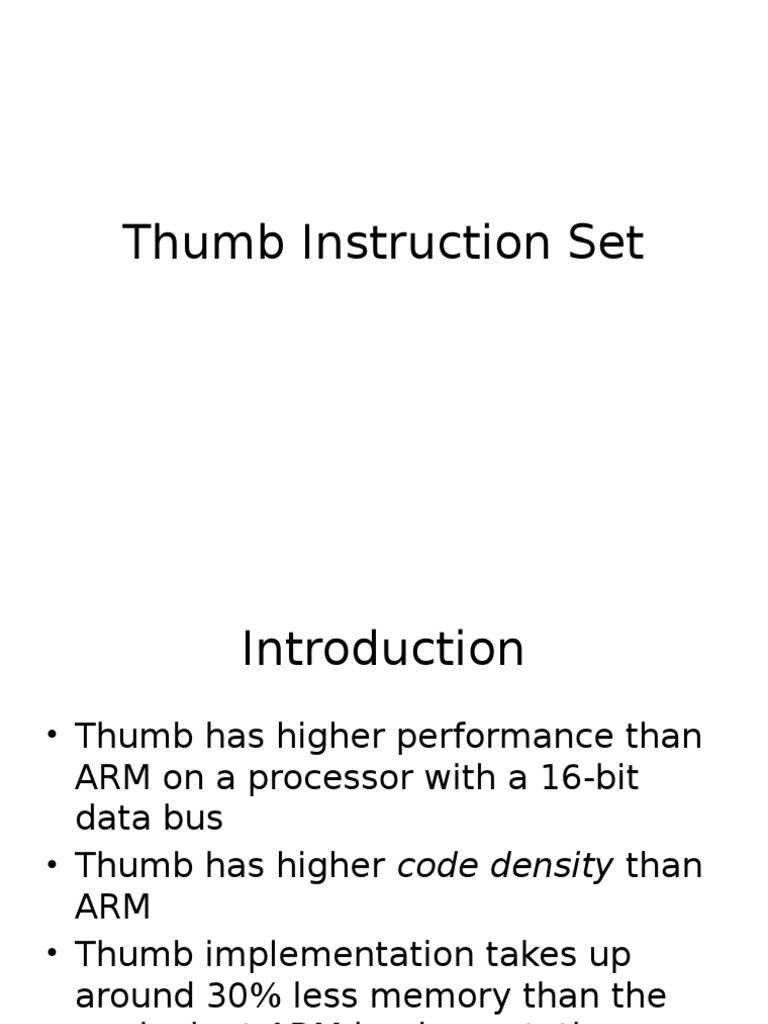 Thumb Instruction Set | Arm Architecture | Instruction Set