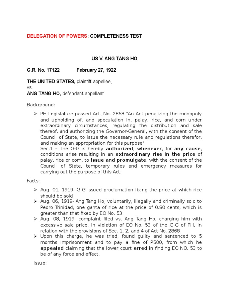 06 US V ANG TANG HO Digest With Full Case | PDF | United States ...