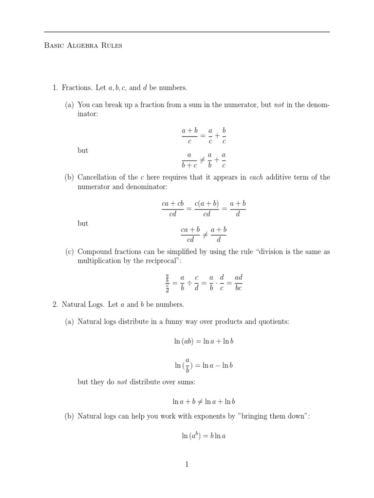 Algebra Review | PDF